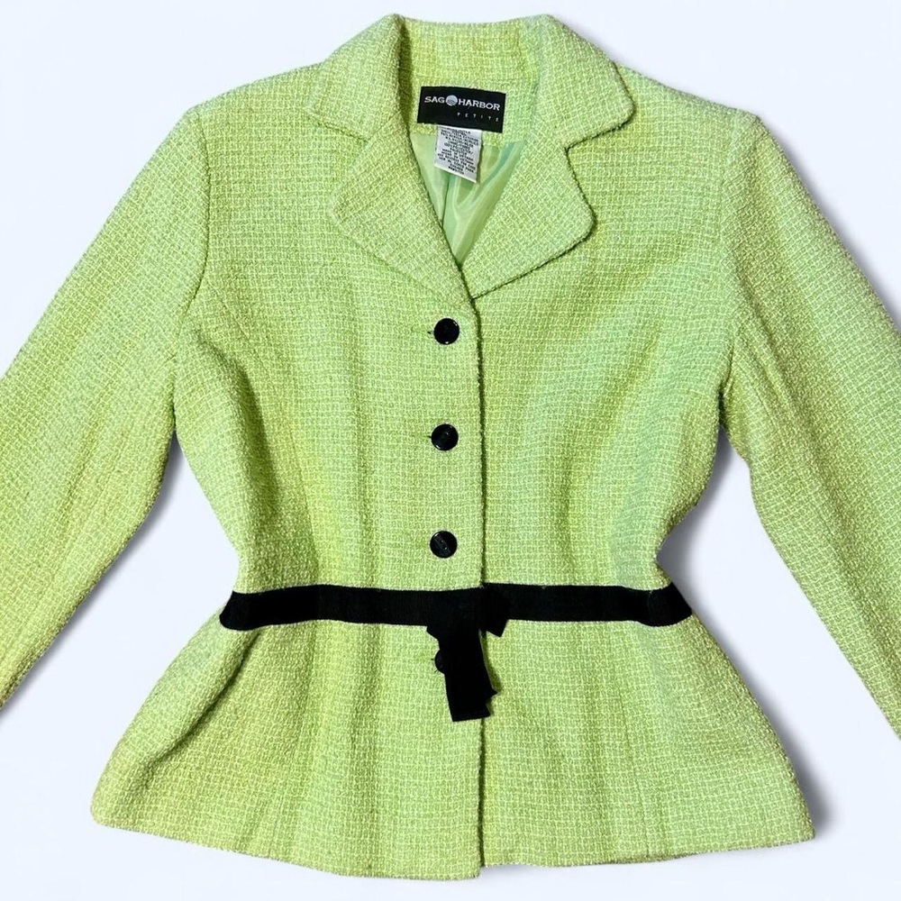 Y2k Green Tweed Blazer Jacket By Sag Harbor! - Gem